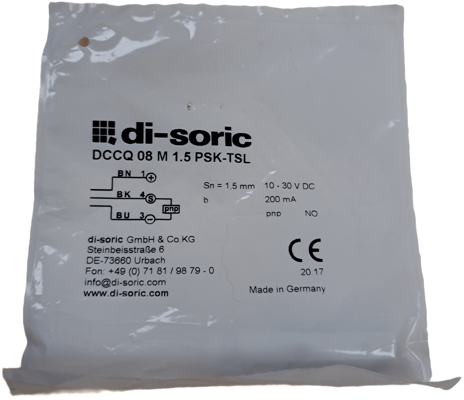 Di-soric DCCQ 08 M 1.5 PSK-TSL Induktiver Näherungssensor INS Standard - KLEMA Maschinenhandel