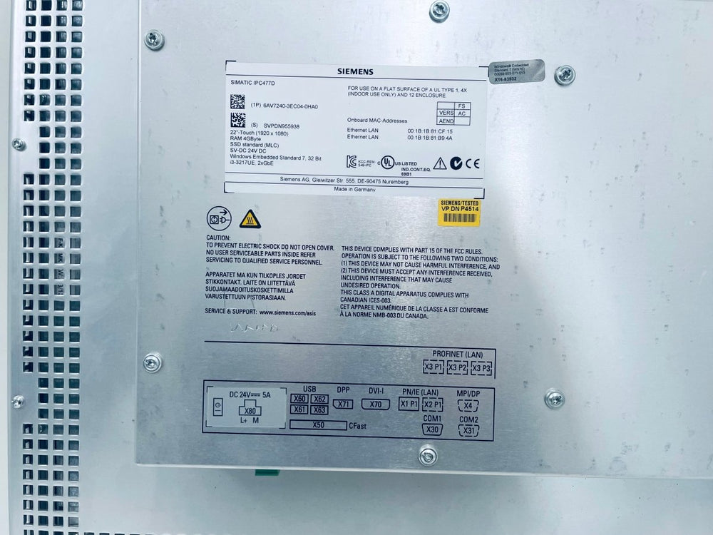 Siemens SIMATIC HMI IPC 477D 6AV7240-3EC04-0HA0