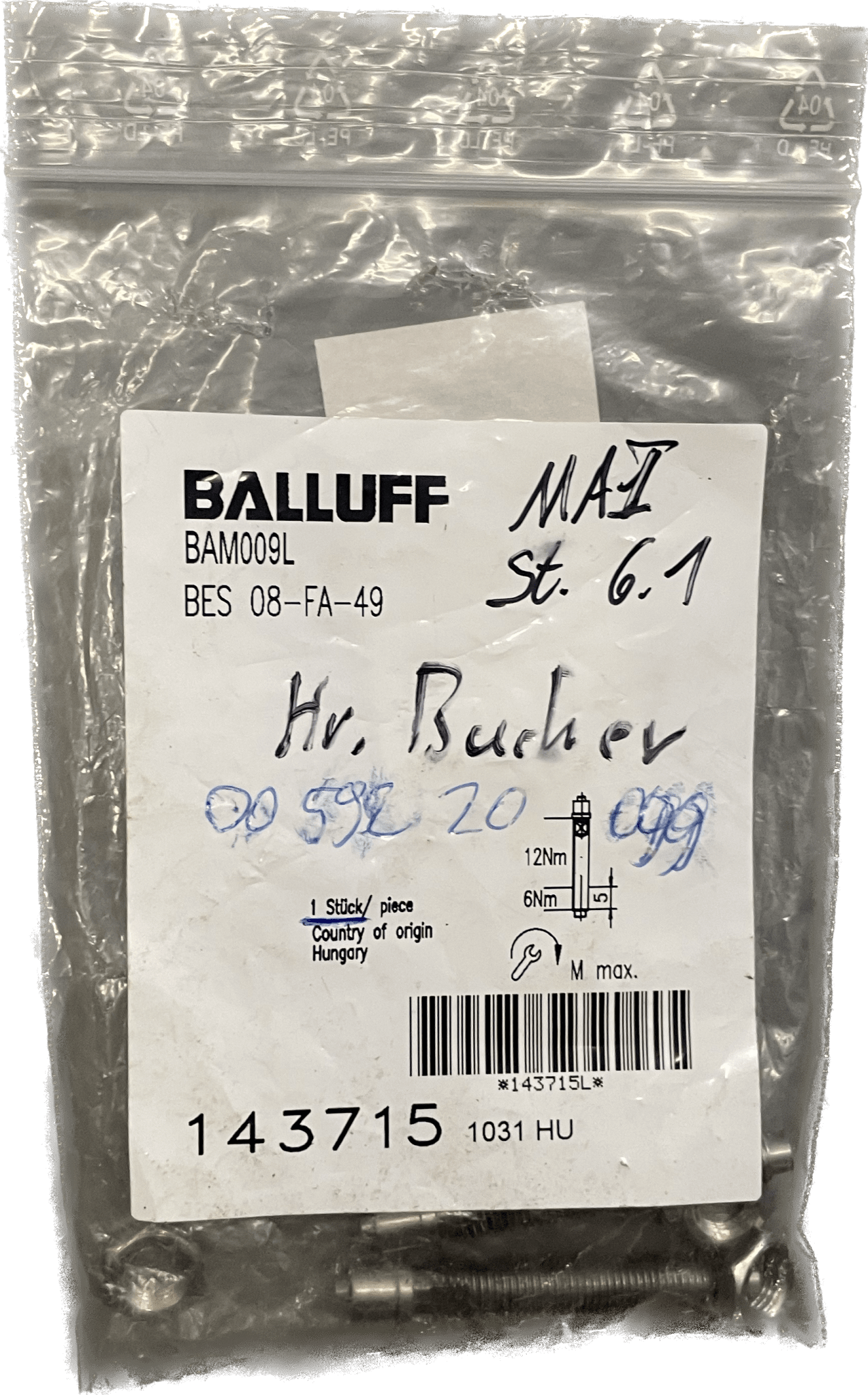 BALLUFF Plunger Probe-Lösungen BES 08-FA-49 - KLEMA Maschinenhandel