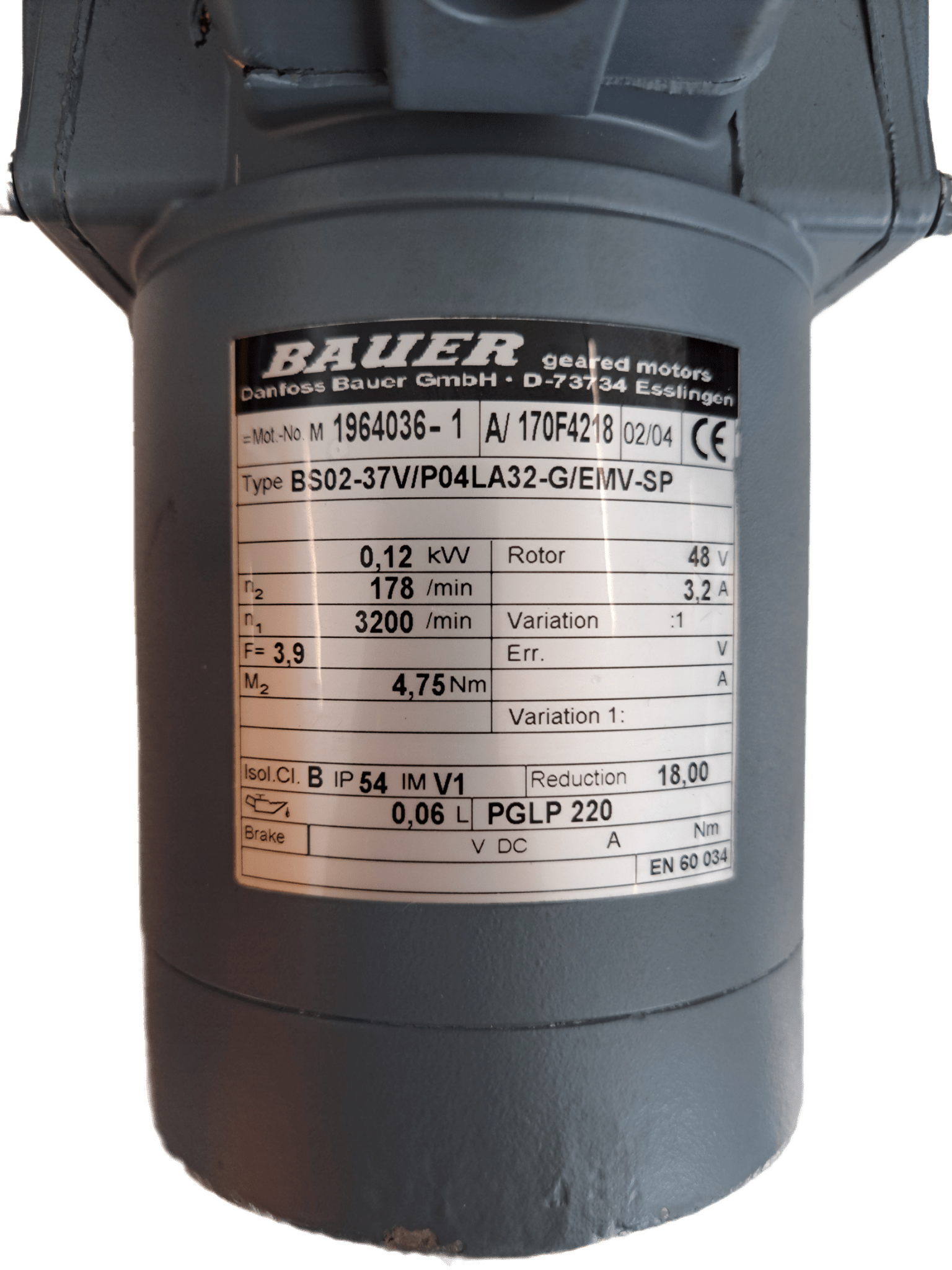 Bauer Danfoss Bauer GmbH BS02-37V/P04LA32-G/EMV-SP – Klenk Maschinenhandel